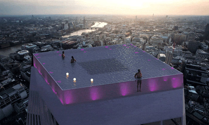 55 వ అంతస్తు మీద స్విమ్మింగ్ పూల్ సోషల్ మీడియాలో వైరల్