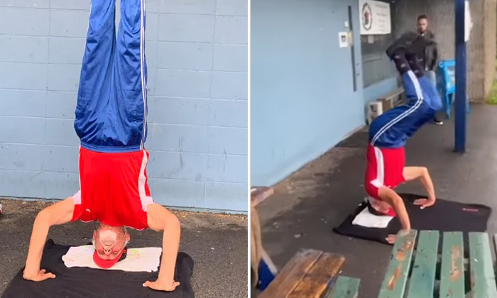 75 ఏళ్ల వయసులో శీర్షాసనం వేసిన వృద్ధుడు.. ఆ రికార్డు బద్దలు.. వీడియో వైరల్